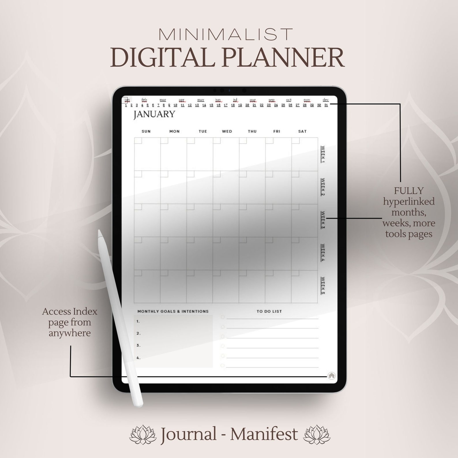 Undated Digital Planner 2024 2025 Daily Planner Hyperlinked ADHD ...