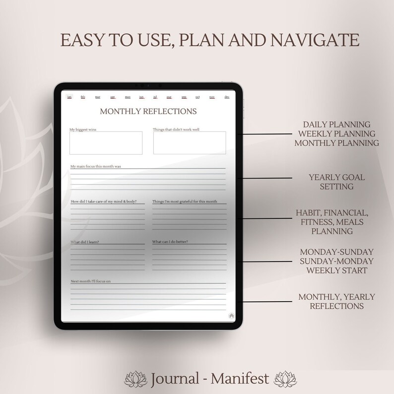 Undated Digital Planner | 2024 2025 Daily Planner Hyperlinked | ADHD ...