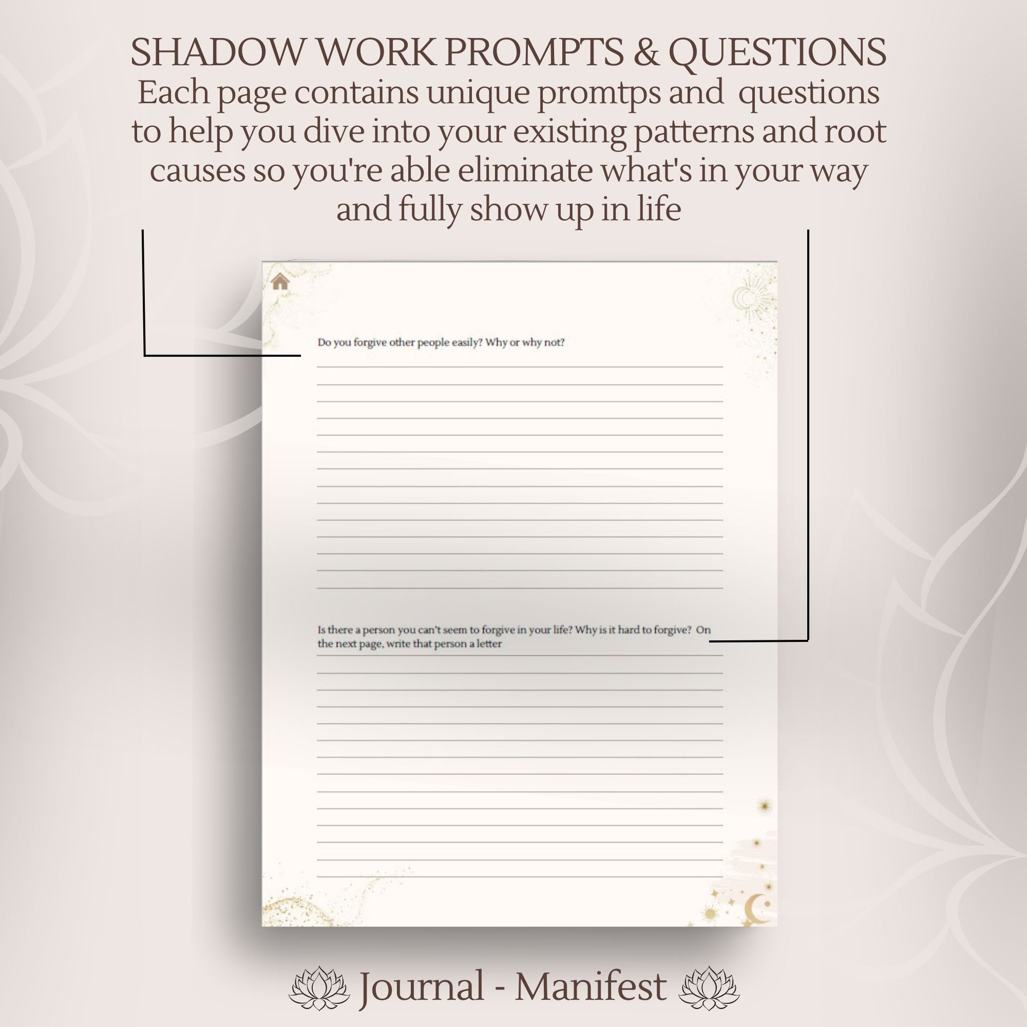 Shadow Work Journal Printable PDF Therapy Worksheets Workbook ...