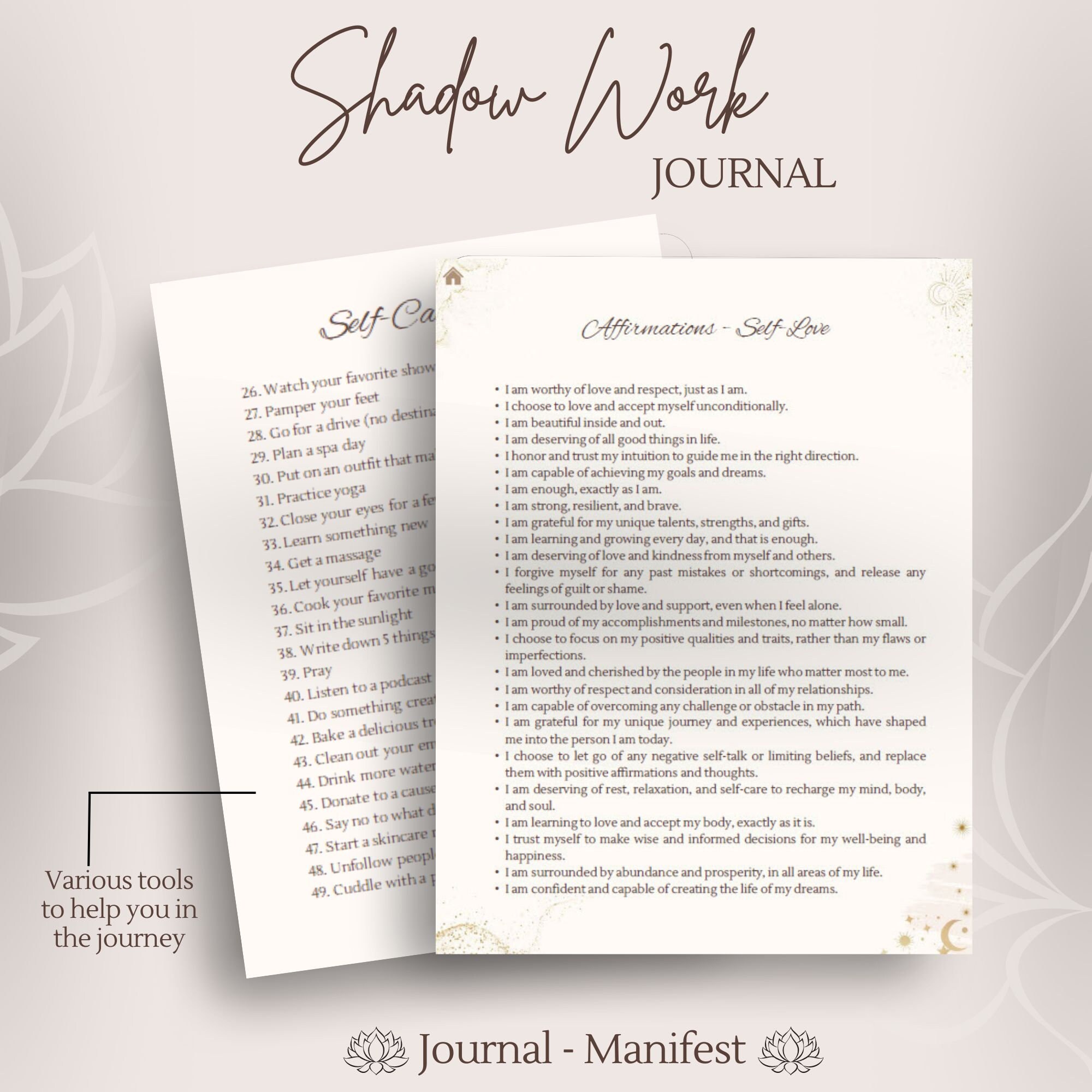 Shadow Work Journal Printable PDF Therapy Worksheets Workbook ...