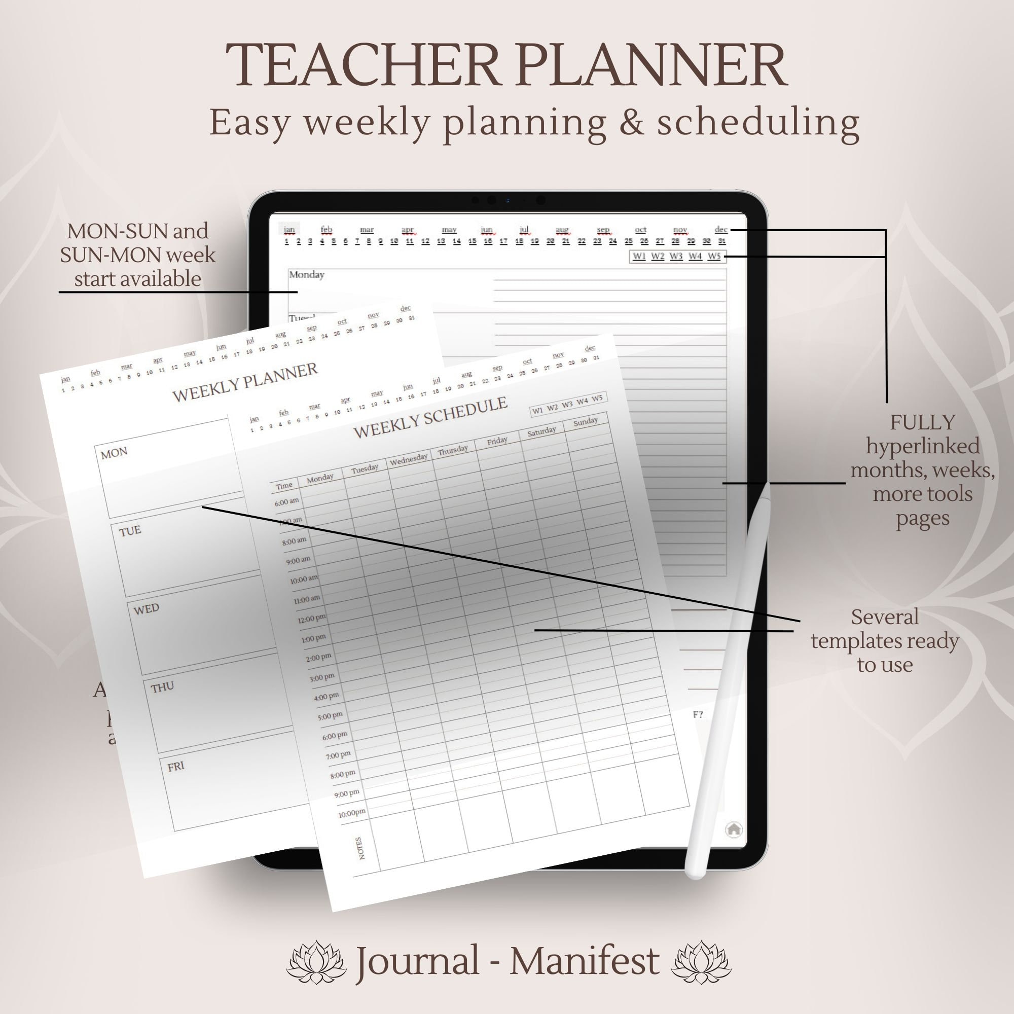 Teacher Digital Planner - iPad Planner Goodnotes Notability - Academic ...