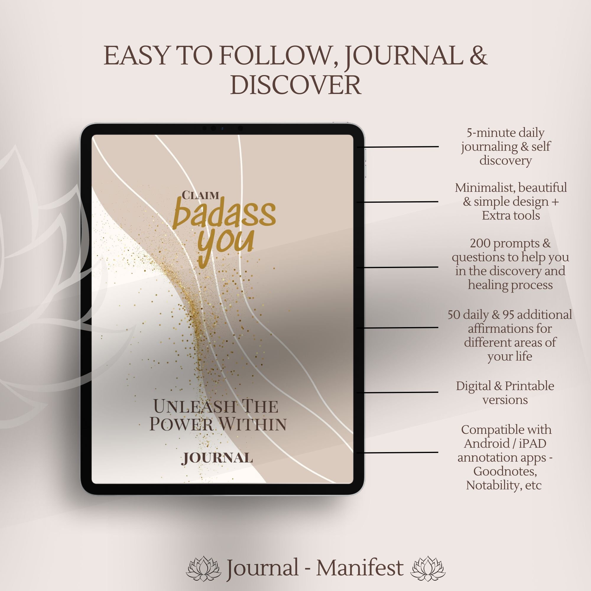 Self Discovery Journal Digital Journal Prompts Pdf Printable, Daily ...