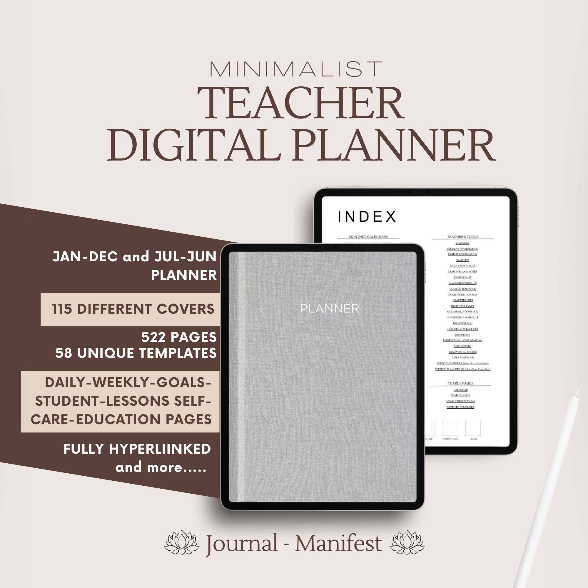 Teacher Digital Planner - iPad Planner Goodnotes Notability - Academic ...