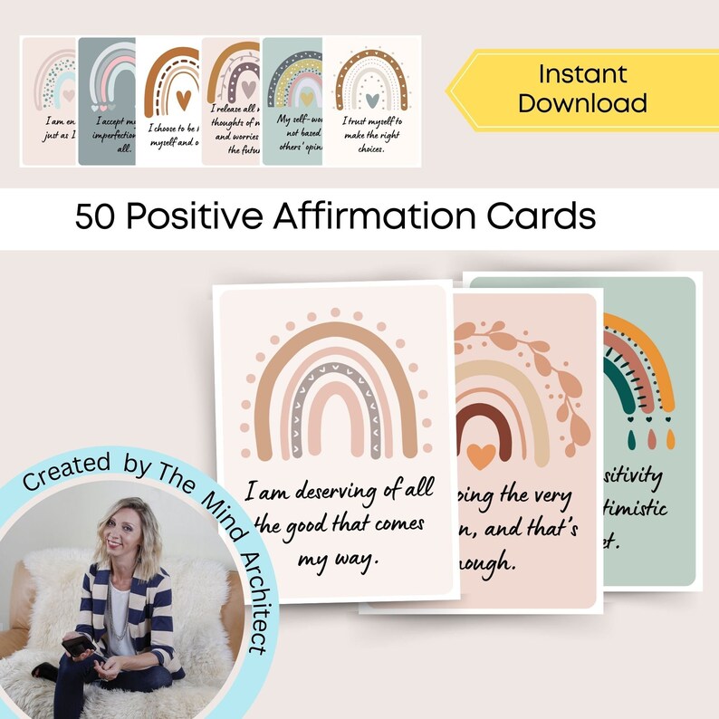 Positive Affirmation Cards Positive Quote Flash Cards Mindfulness Cards ...