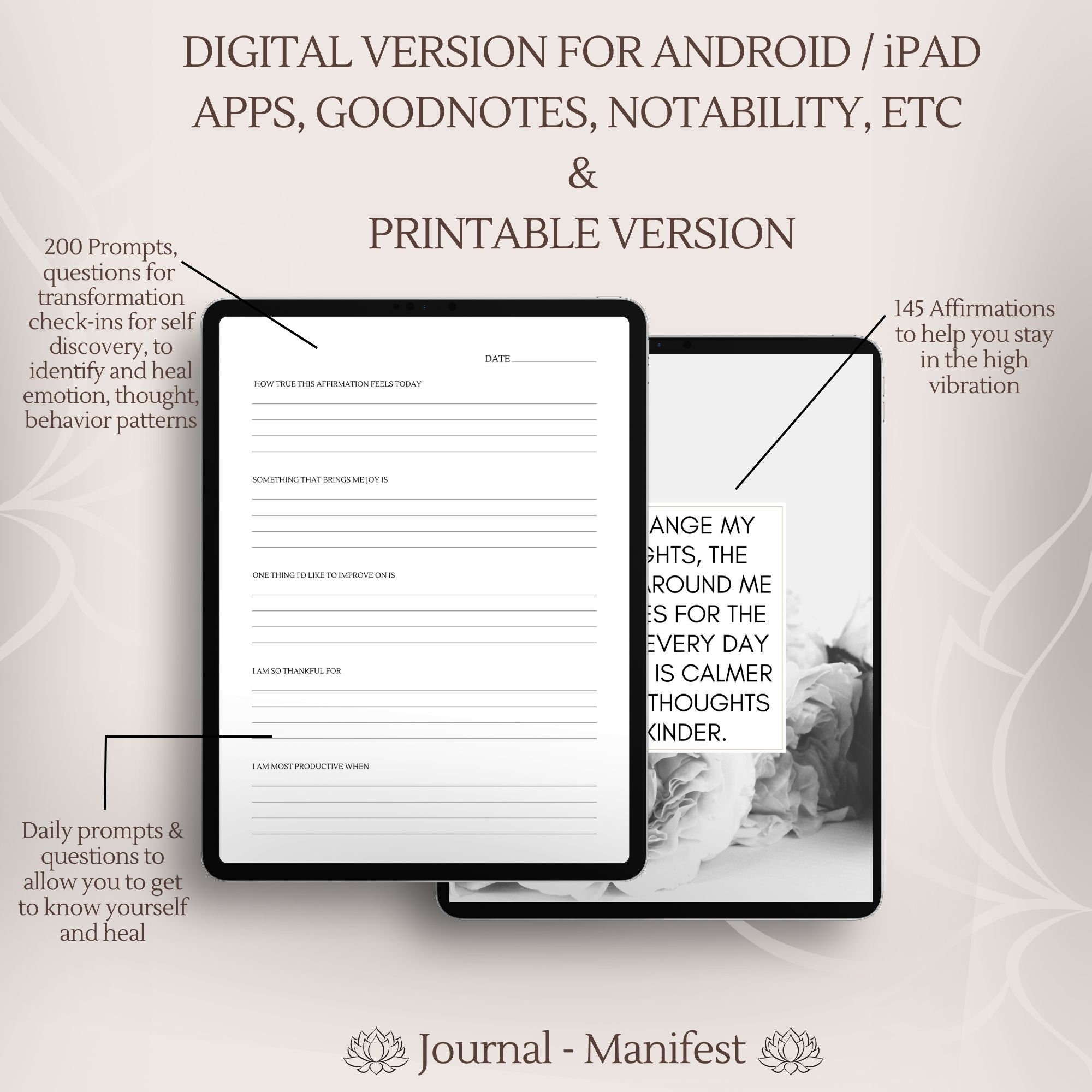 Self Discovery Journal Digital Journal Prompts Pdf Printable, Daily ...