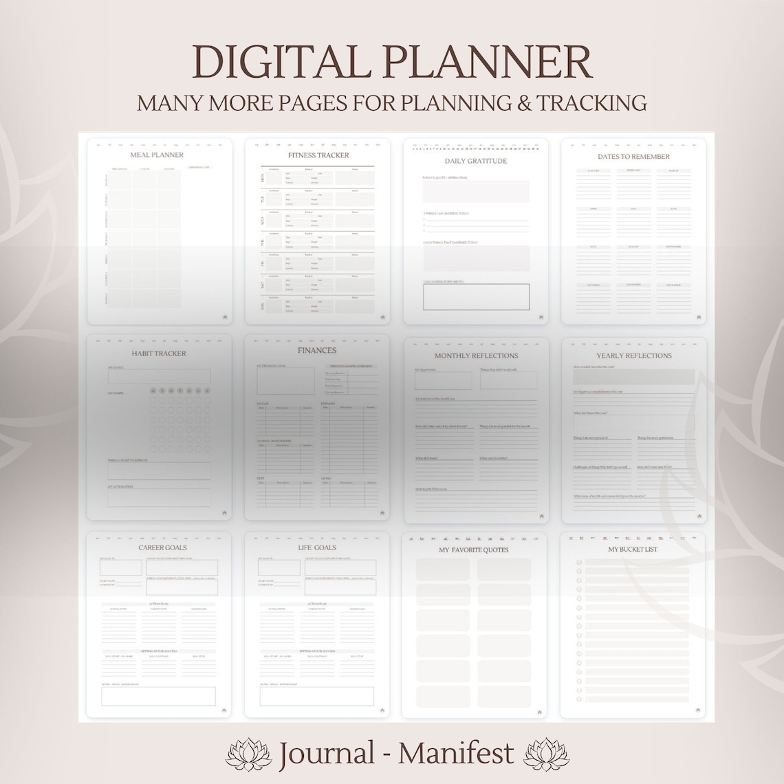 Minimalist Digital Planner | Undated Hyperlinked Daily, Weekly, Monthly ...