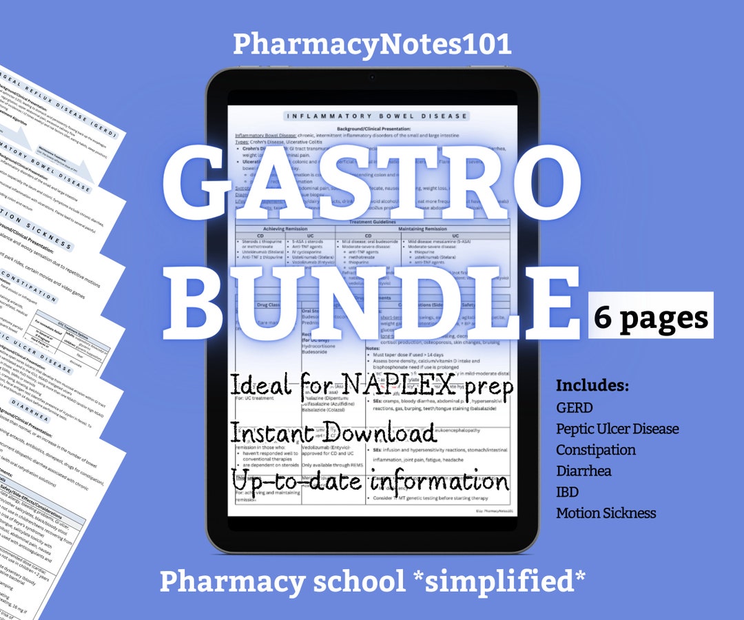 GI Disorders Notes, NAPLEX, Pharmacy School Notes, Pharmacy Student ...