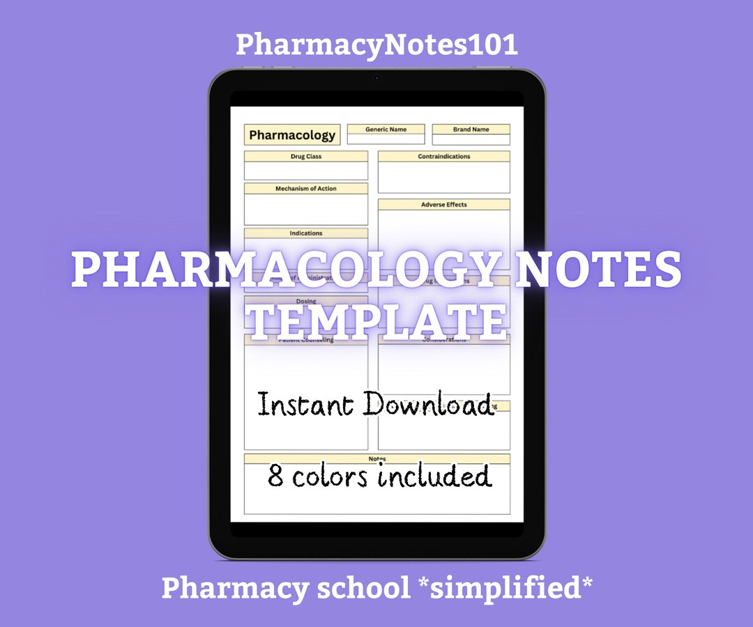 Pharmacology Template, Nursing Drug Template, Drug Template, Printable ...