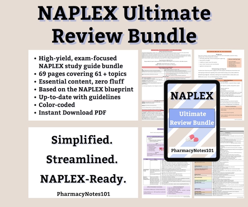 2026 NAPLEX Pharmacy Review Bundle, NAPLEX Prep, Pharmacy School Notes ...