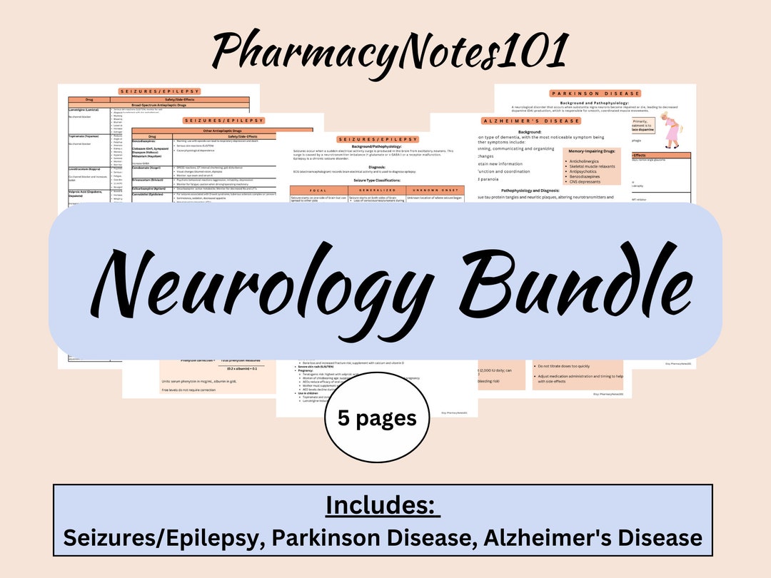 Neurology Notes NAPLEX Pharmacy School Notes Pharmacy - Etsy