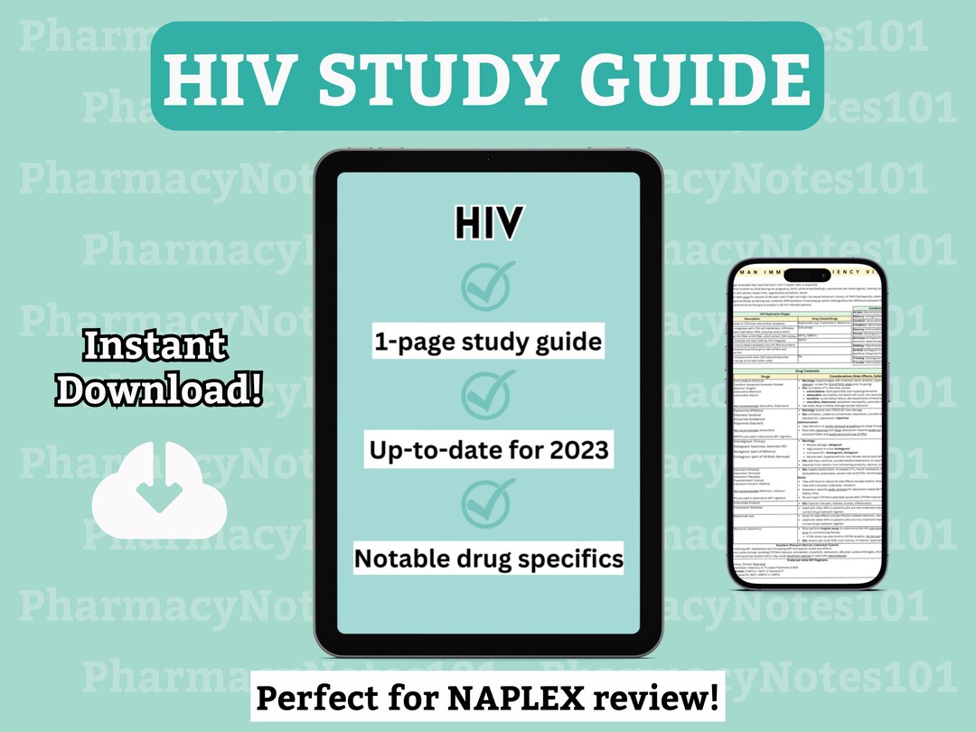 HIV Study Guide NAPLEX Pharmacy School Notes Pharmacy - Etsy