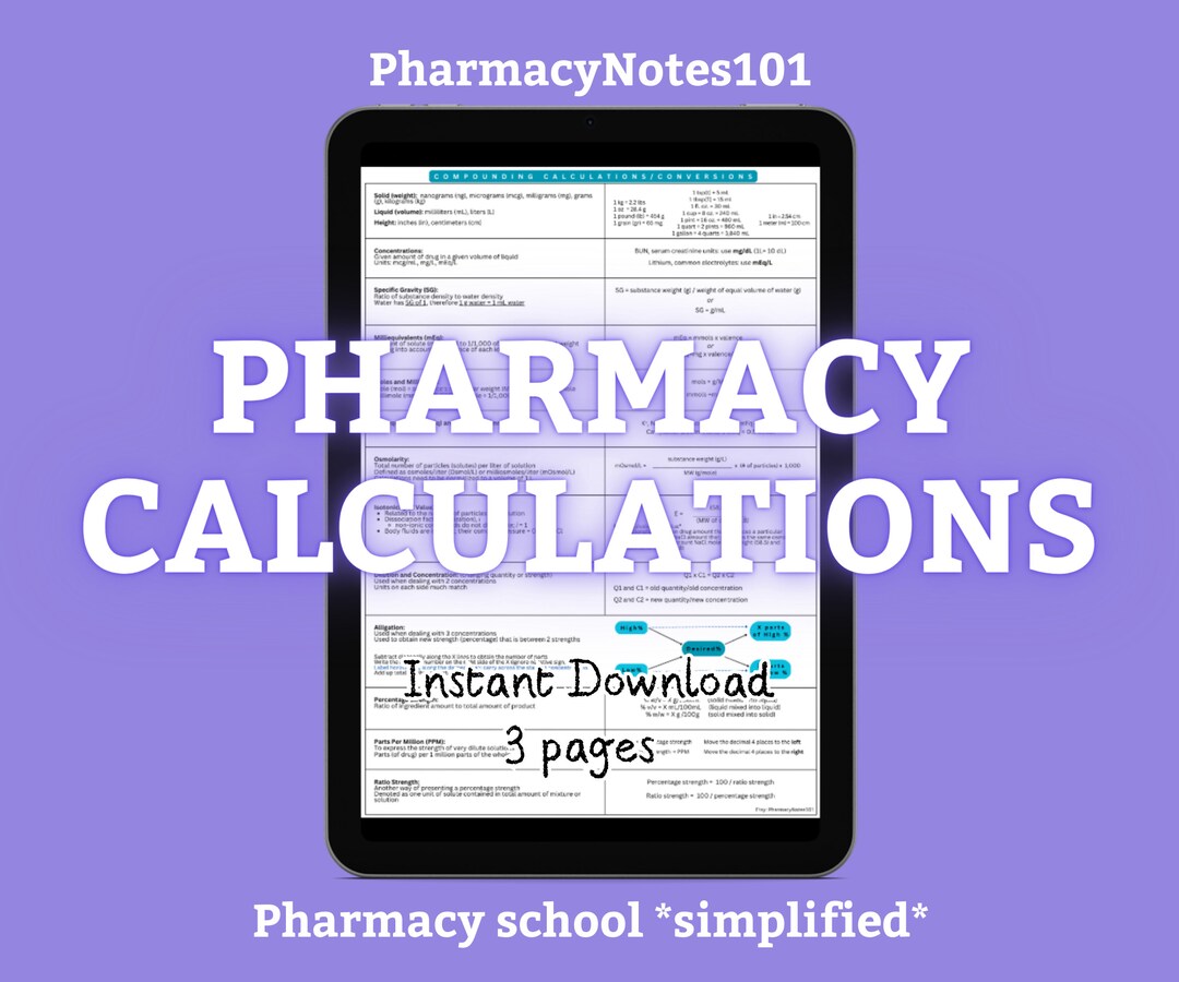 Pharmacy Calculations, Drug-dose Conversions, Pharmacy Compounding ...