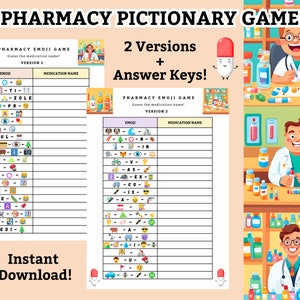 Pharmacy Pictionary Game, Pharmacy Week Game, Medication Pictionary ...