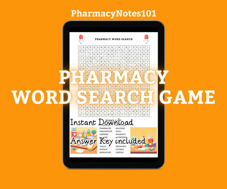Pharmacy Week Word Search, Pharmacy Week Printable Game, Instant ...