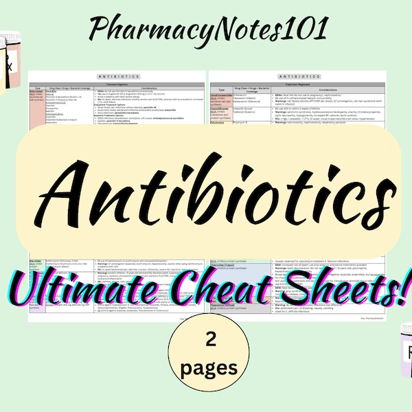 Infectious Disease and Antibiotic Cheat Sheet - Etsy