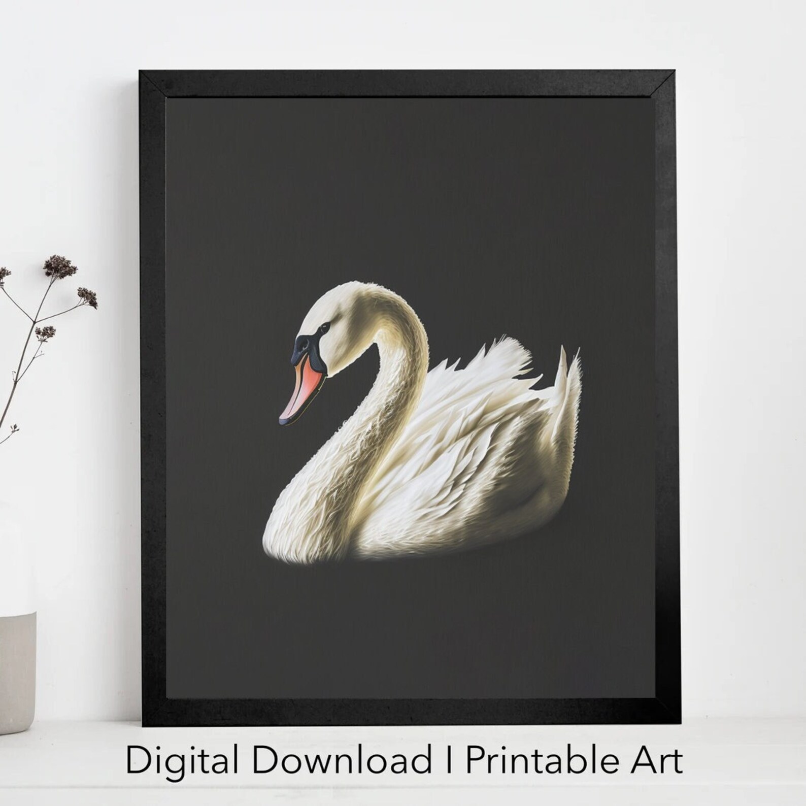 Swan Printable Wall Art Swan Photo Swan Art Print Digital Download Swan ...