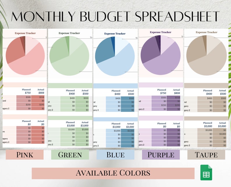 Monthly Budget Spreadsheet Template for Google Sheets green - Etsy