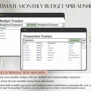 Ultimate Monthly Budget Spreadsheet for Google Sheets, Multiple Colors ...