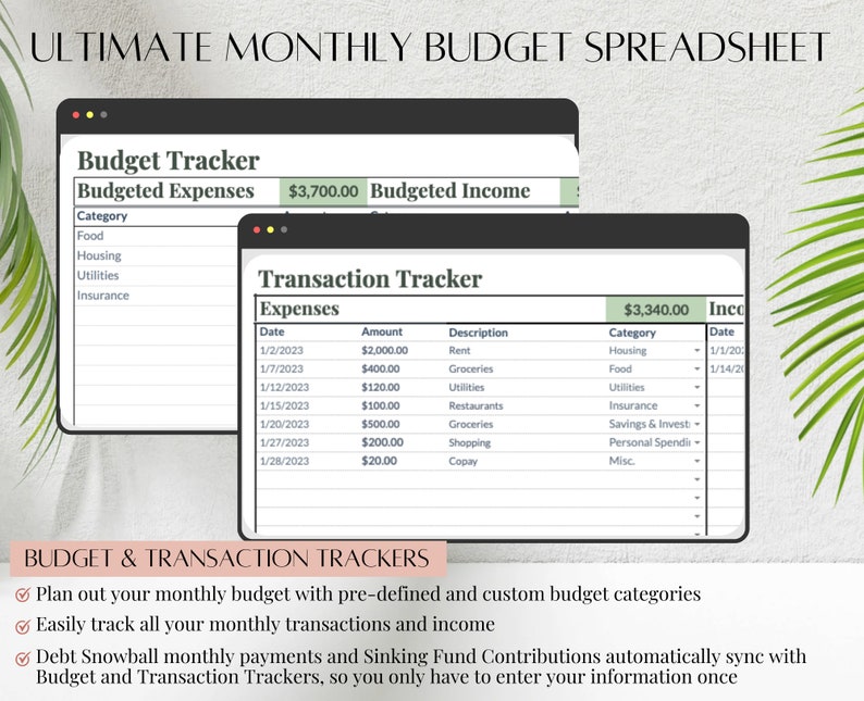 Ultimate Monthly Budget Spreadsheet for Google Sheets, Multiple Colors ...
