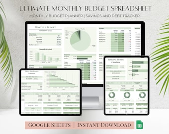 Monthly Budget Spreadsheet Template for Google Sheets, Multiple Colors ...