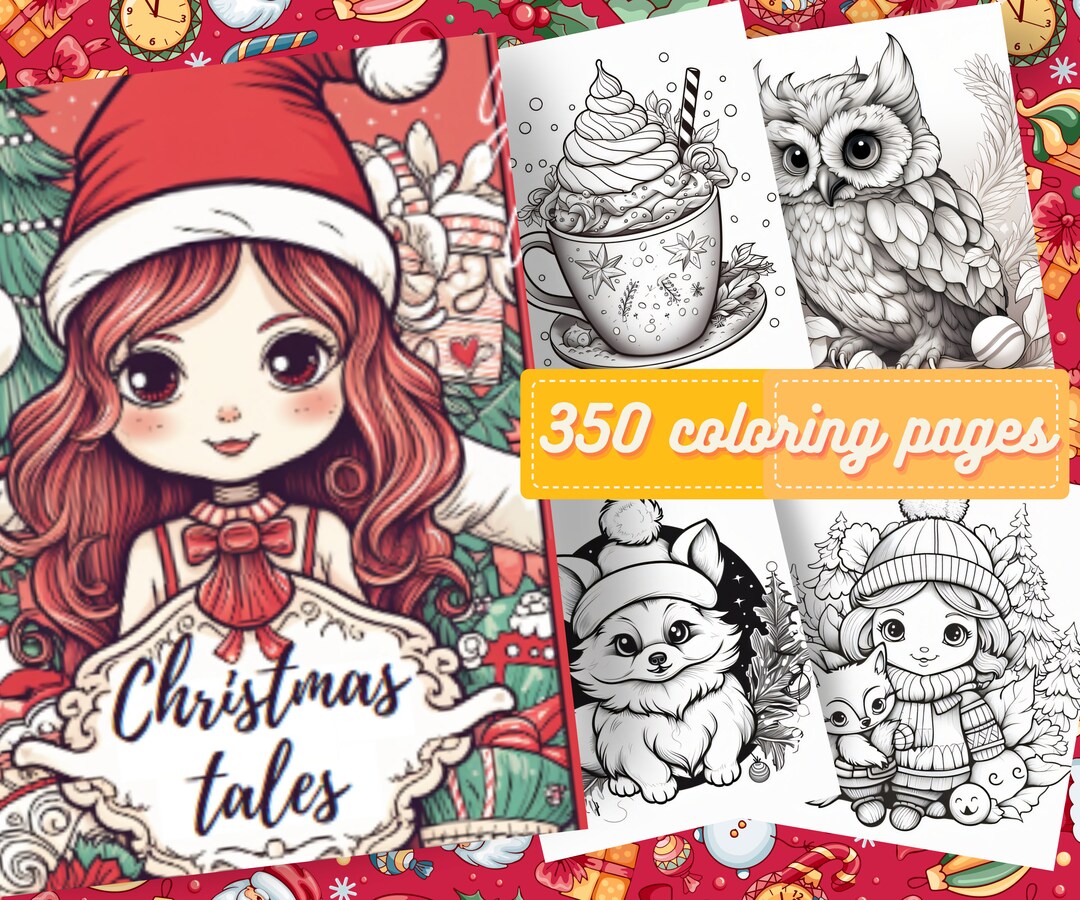 350 Christmas Coloring Pages Bundle - Etsy