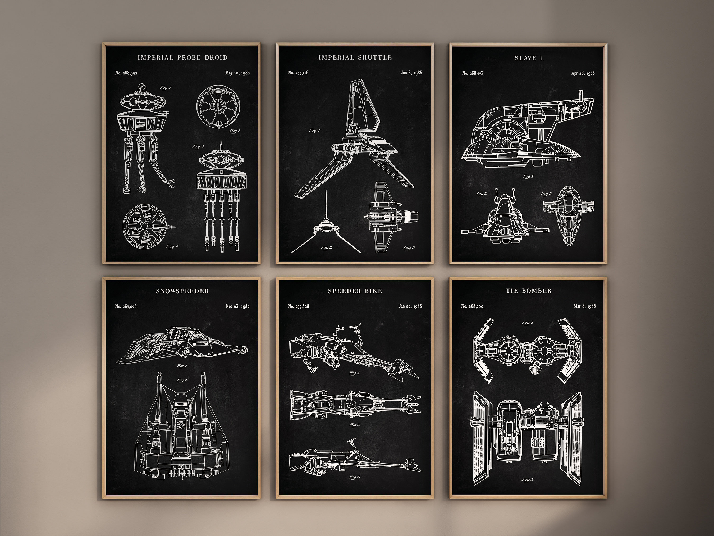 Star Wars Patent Prints, Set of 6, Star Wars Poster, Star Wars Wall Art ...