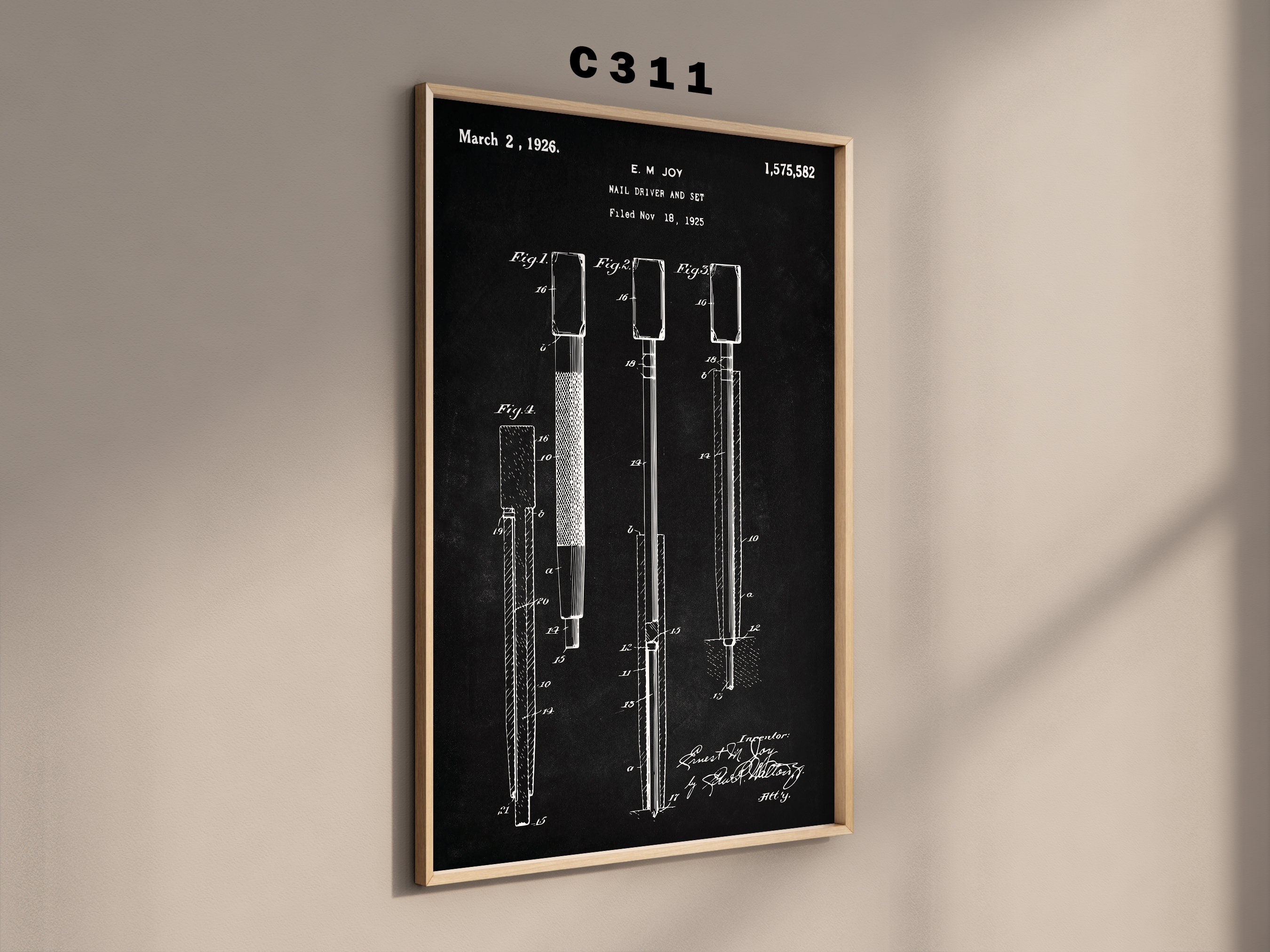 Workshop Tools Patent Prints, Set of 6, Hammer Print, Carpenter's Wall ...