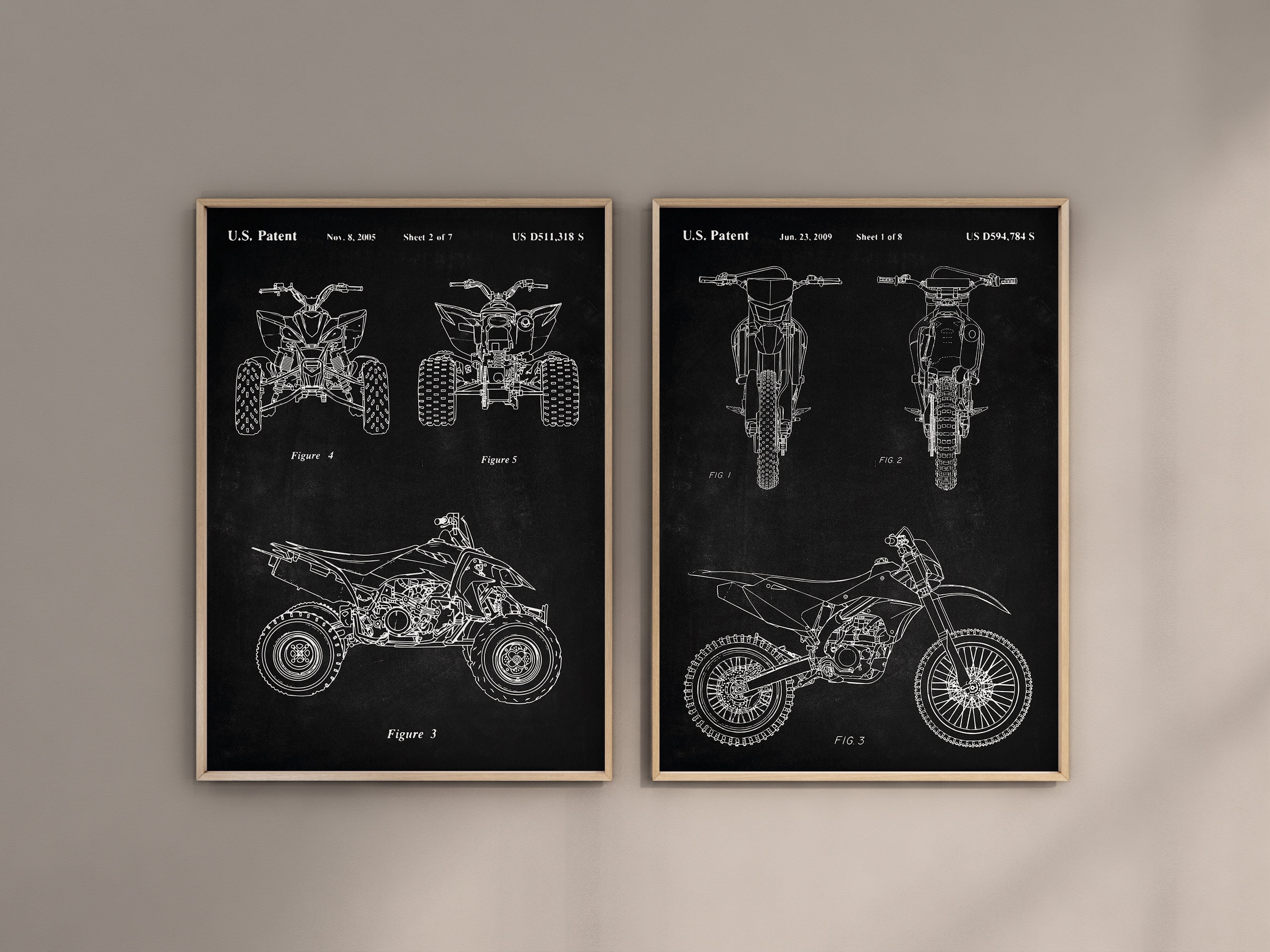 Dirt Bike & ATV Patent Art Prints: Chalkboard Powersports Decor ...