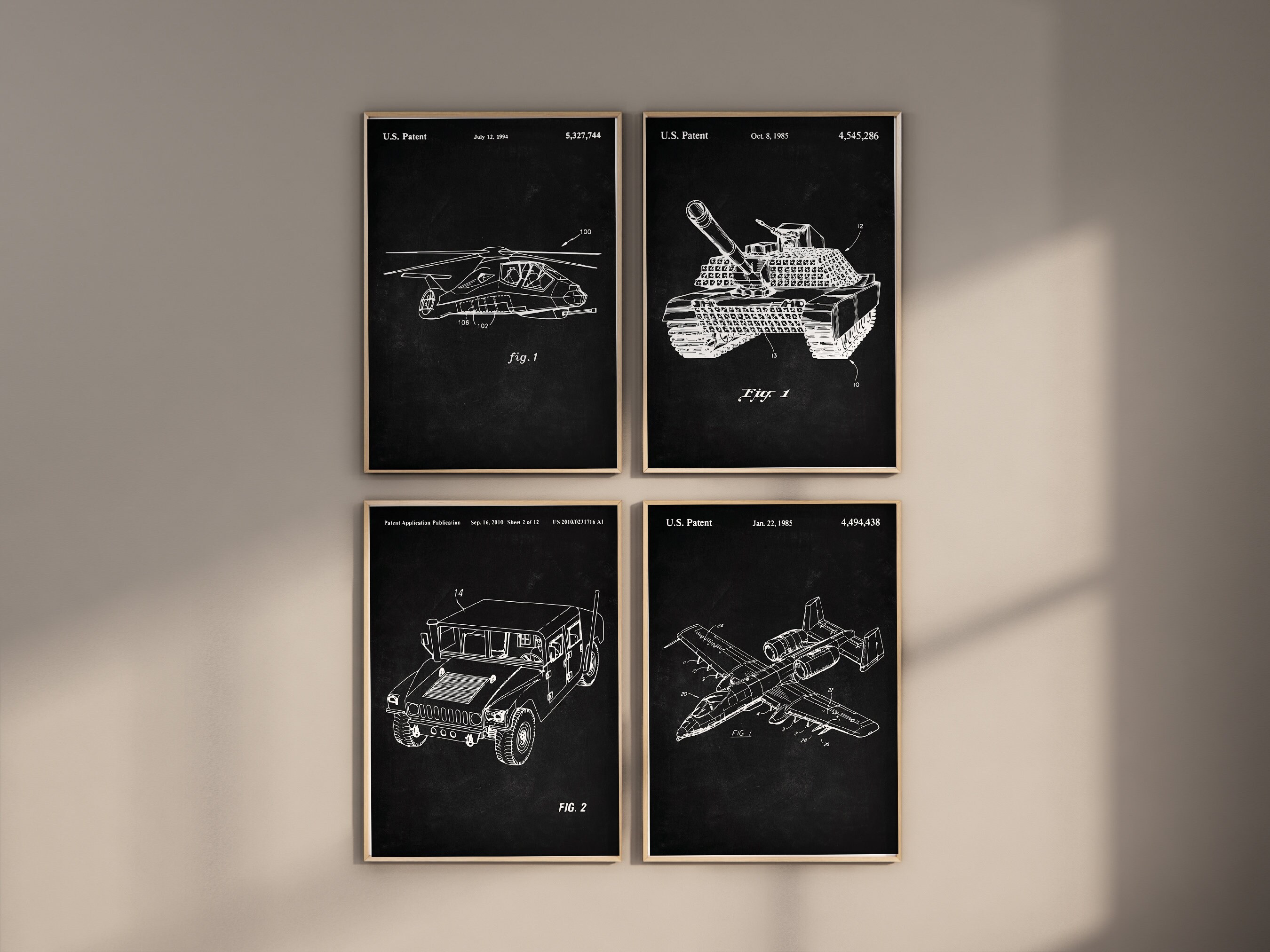 Military Patent Prints Set of 4 Military Tank Poster Humvee - Etsy