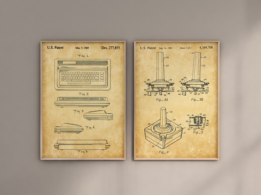Commodore Patent Prints, Set of 2, Video Game Print, Kidsroom Wall Art ...