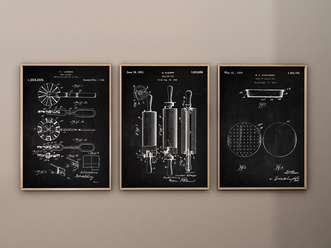 Cake Baking Patent Prints: Kitchen Wall Art, Set of 4 (digital Download ...