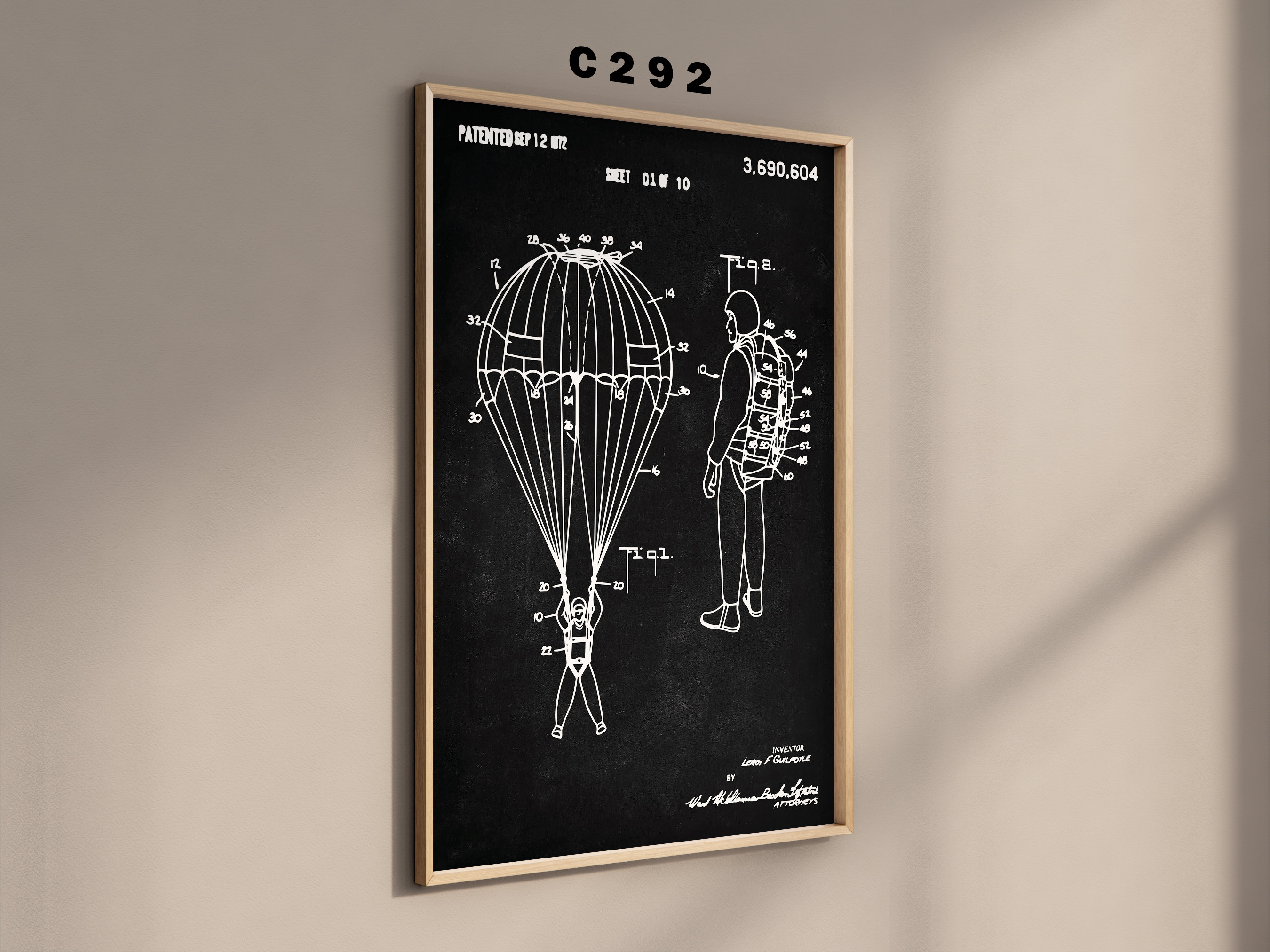 Paratrooper Patent Prints, Set of 3, Paratrooper Prints, Airborne Wall ...