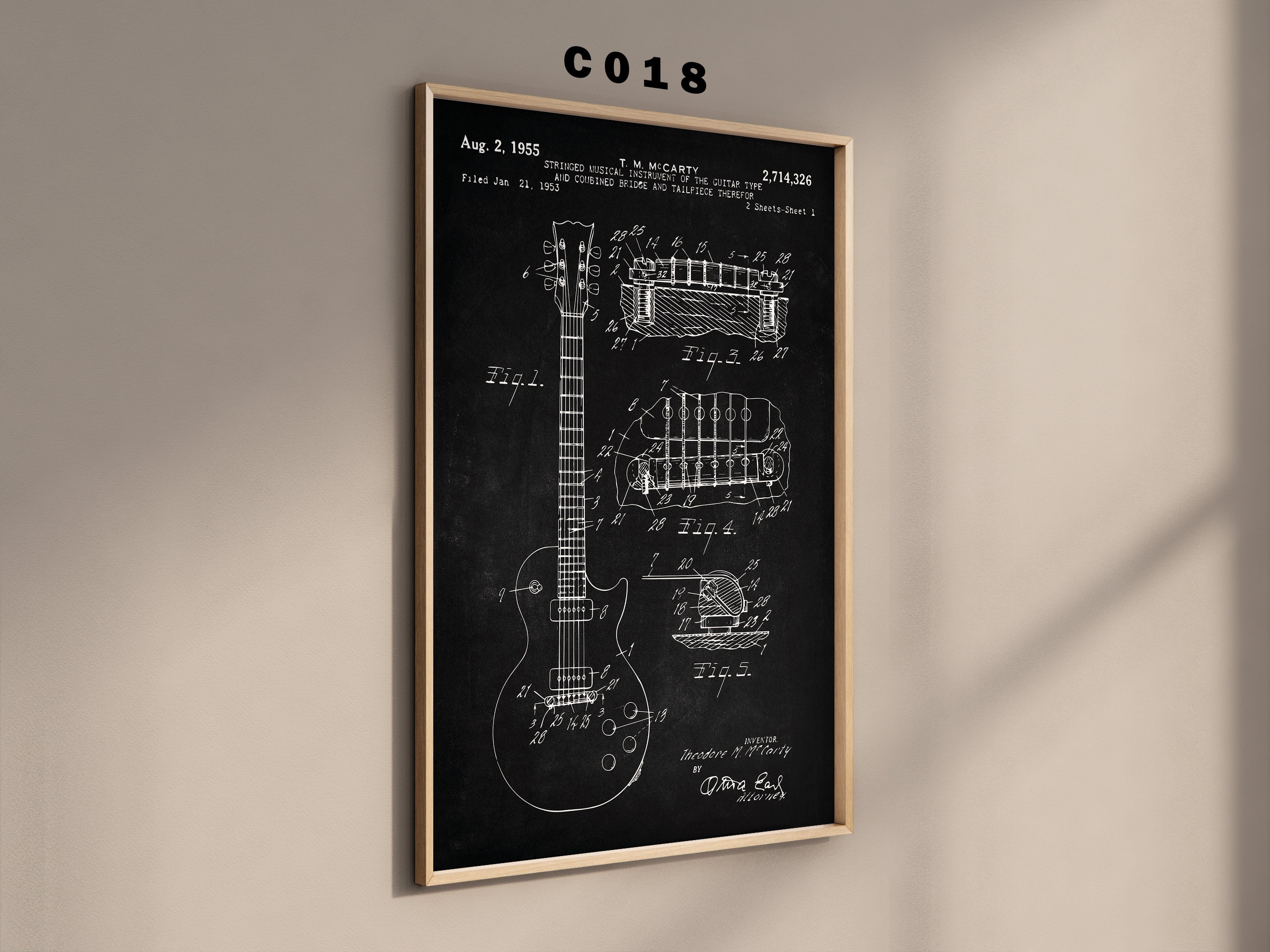 Guitar Patent Prints, Set of 2, Guitar Patent Print, Musical Instrument ...