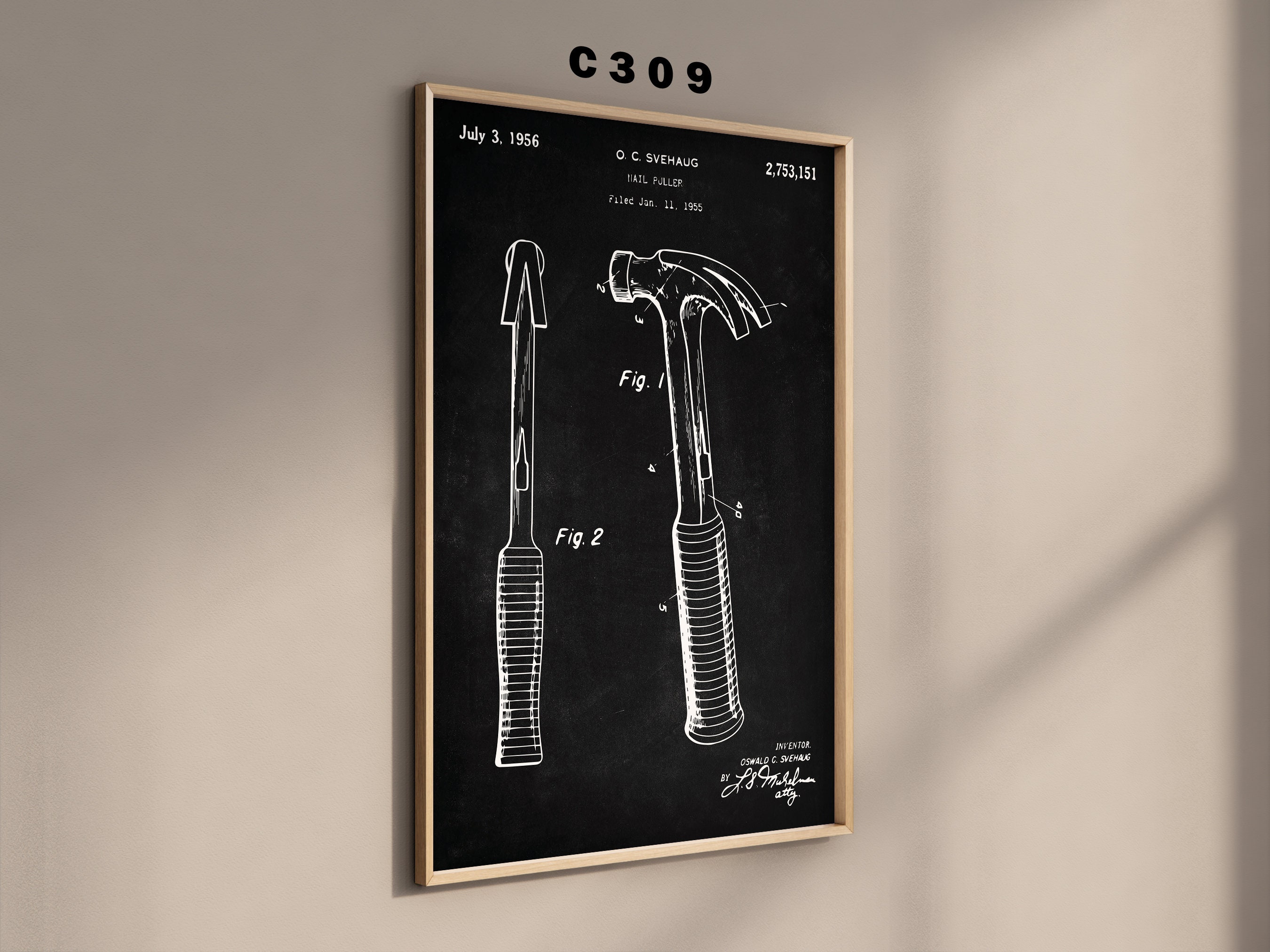 Workshop Tools Patent Prints, Set of 6, Hammer Print, Carpenter's Wall ...
