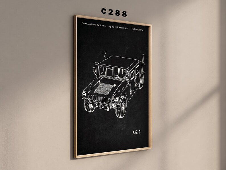 Military Patent Prints Set of 4 Military Tank Poster Humvee - Etsy