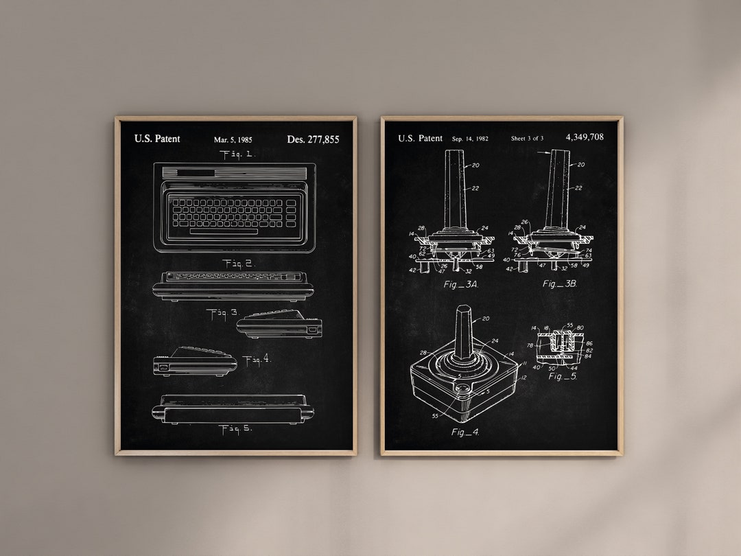 Commodore Patent Prints, Set of 2, Video Game Print, Kidsroom Wall Art ...