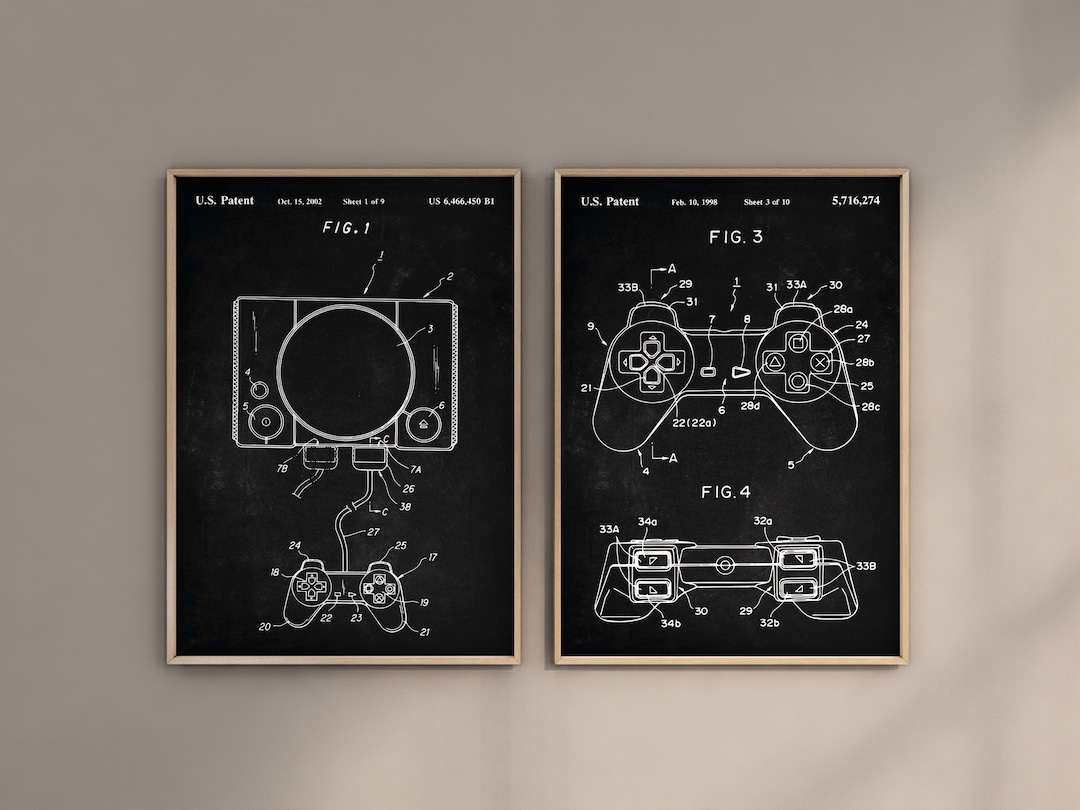 Playstation Patent Prints, Set of 2, Video Game Print, Playstation Wall ...
