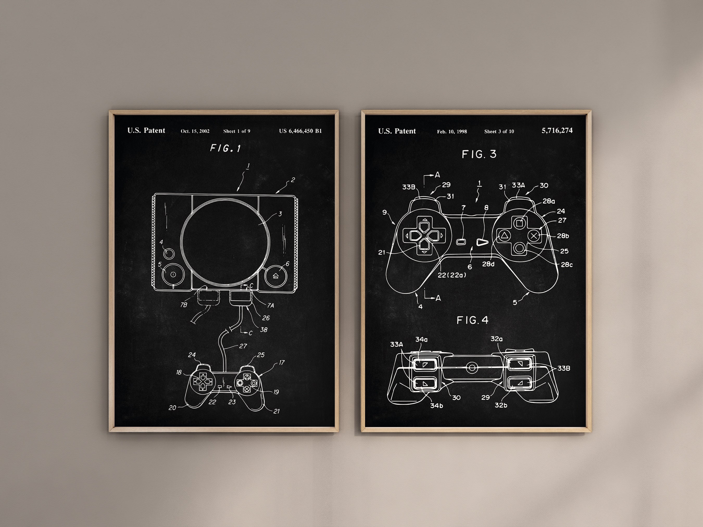 Playstation Patent Prints, Set of 2, Video Game Print, Playstation Wall ...