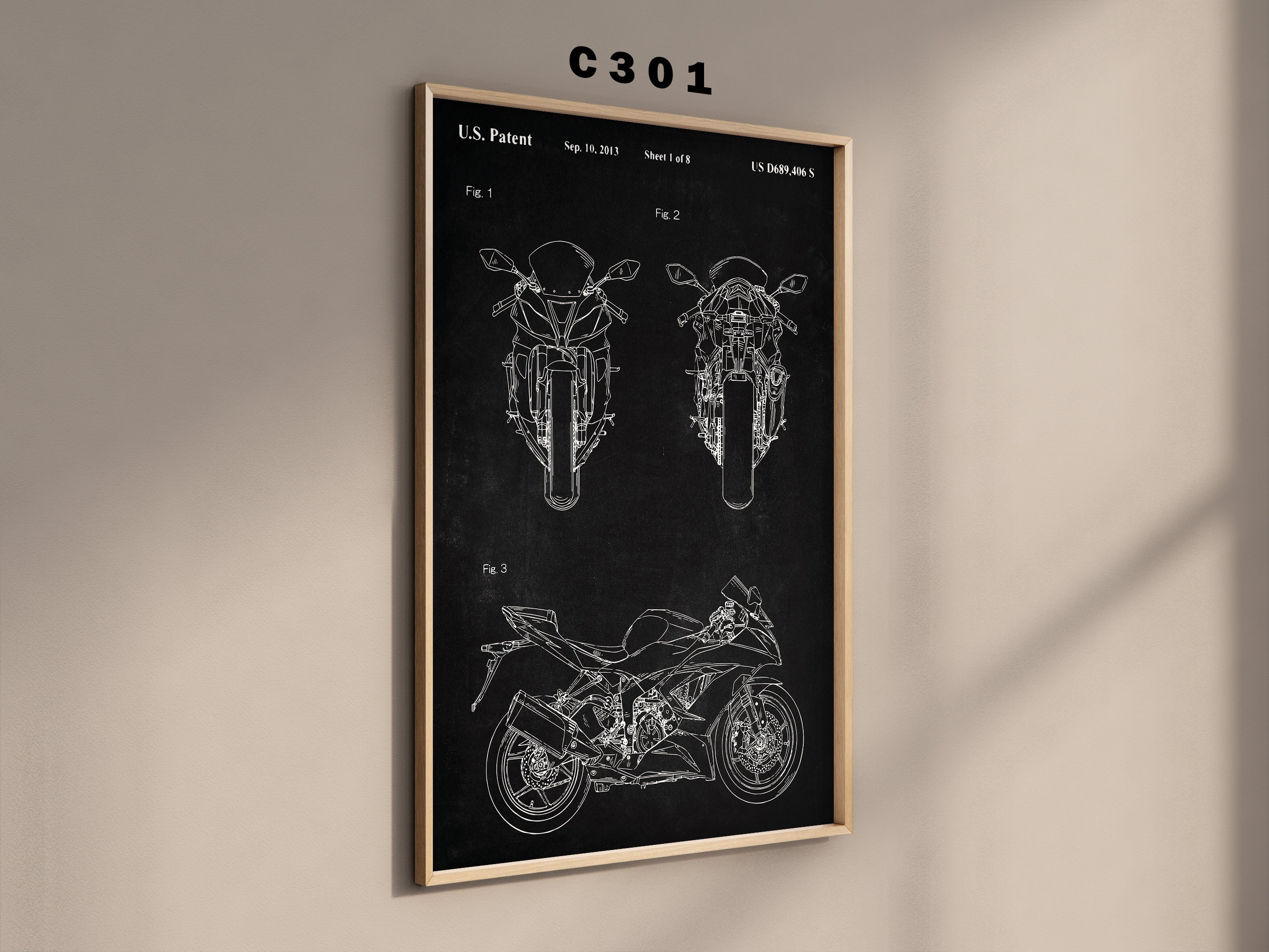 Motorcycle Patent Prints Set of 4 Motorbike Wall Art - Etsy