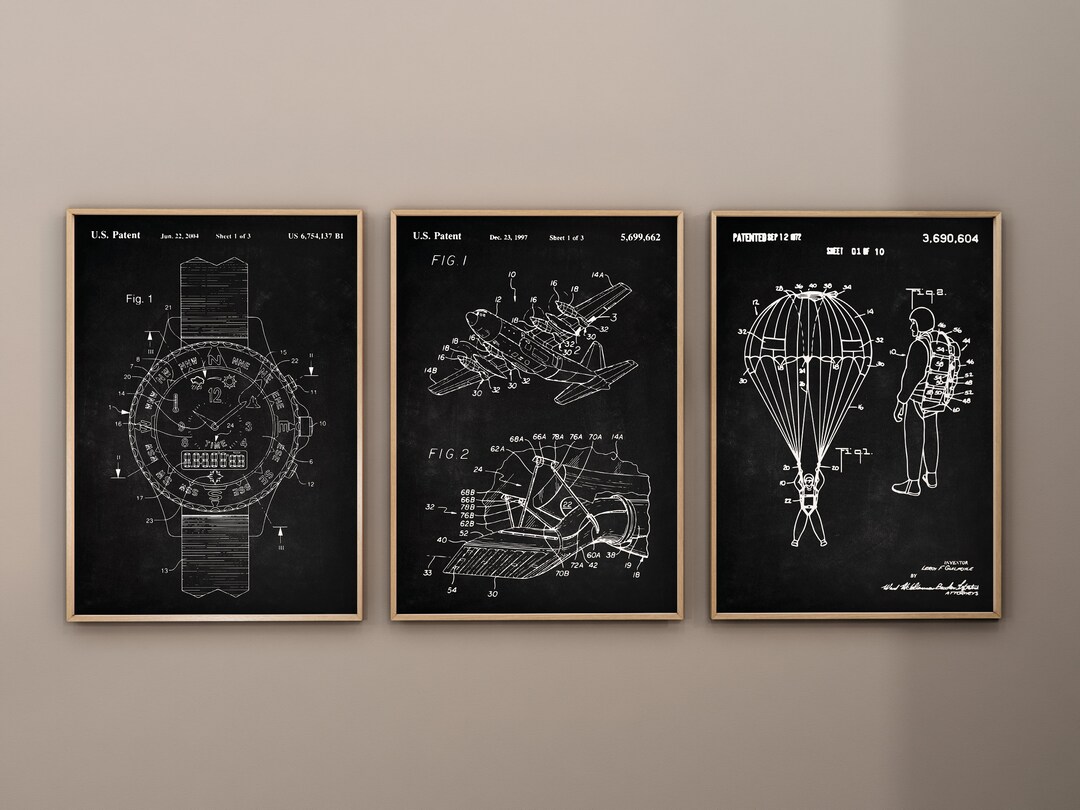Paratrooper Patent Prints, Set of 3, Airborne Wall Art (digital ...