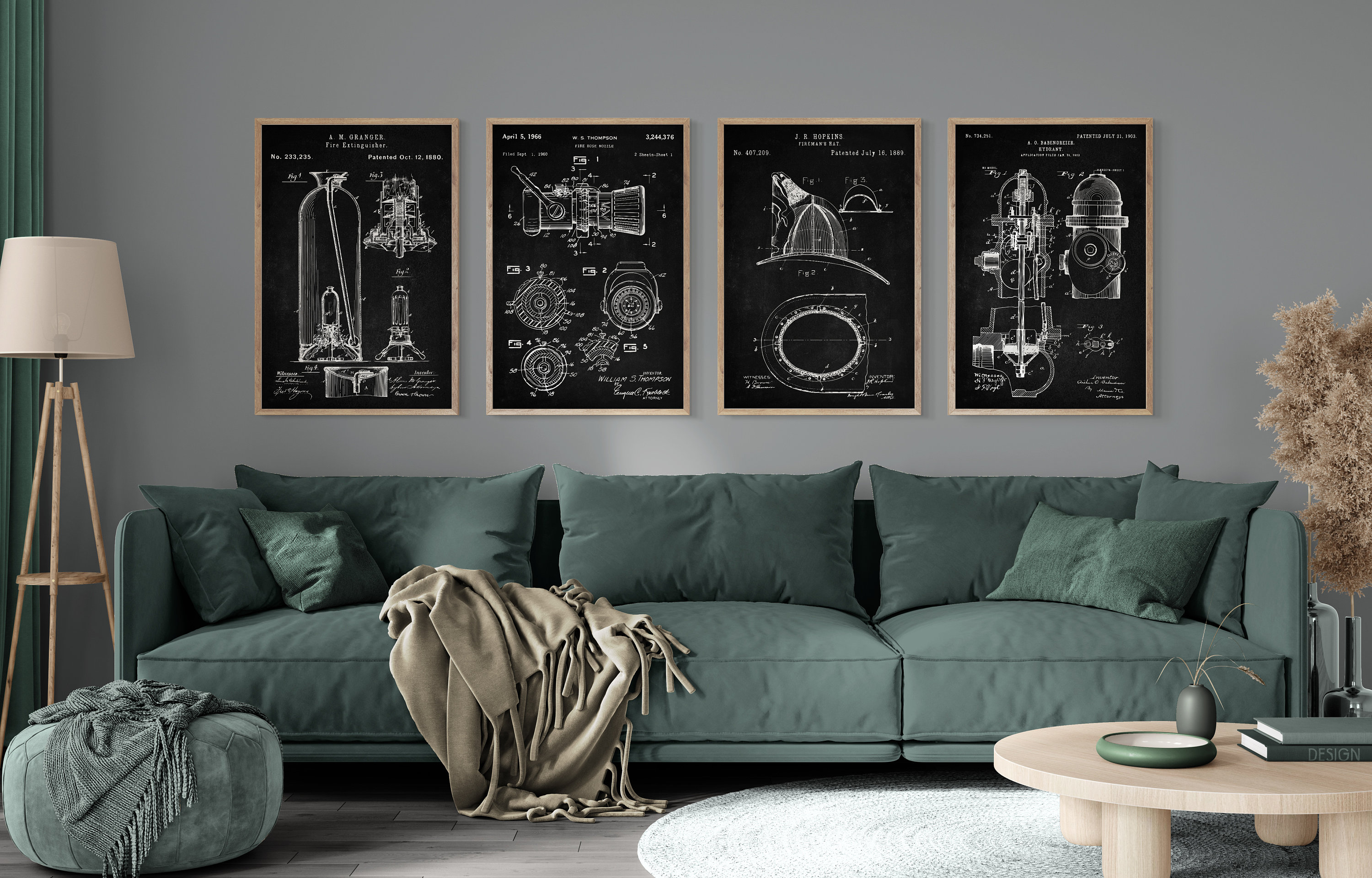 Firefighter Patent Prints: Chalkboard Art, Set of 4 (digital Download ...