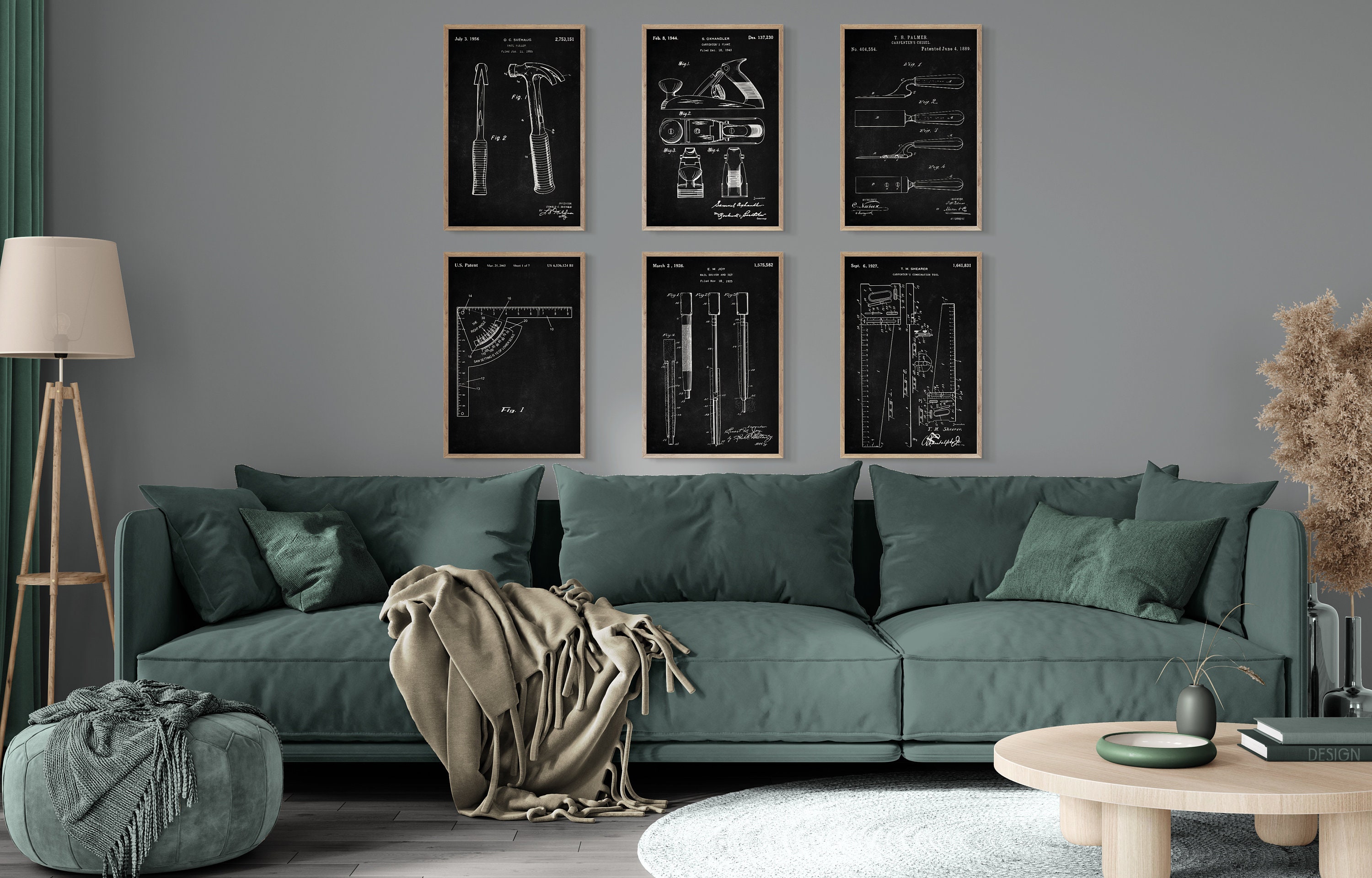 Workshop Tools Patent Prints, Set of 6, Hammer Print, Carpenter's Wall ...