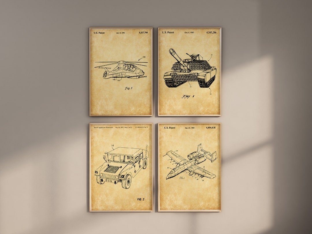Military Patent Prints, Set of 4, Military Tank Poster, Humvee ...