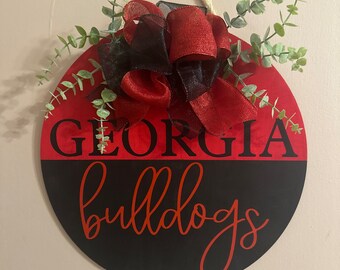 Georgia Bulldog Door Hanger Ga Sign Georgia Bulldogs Porch Decor ...