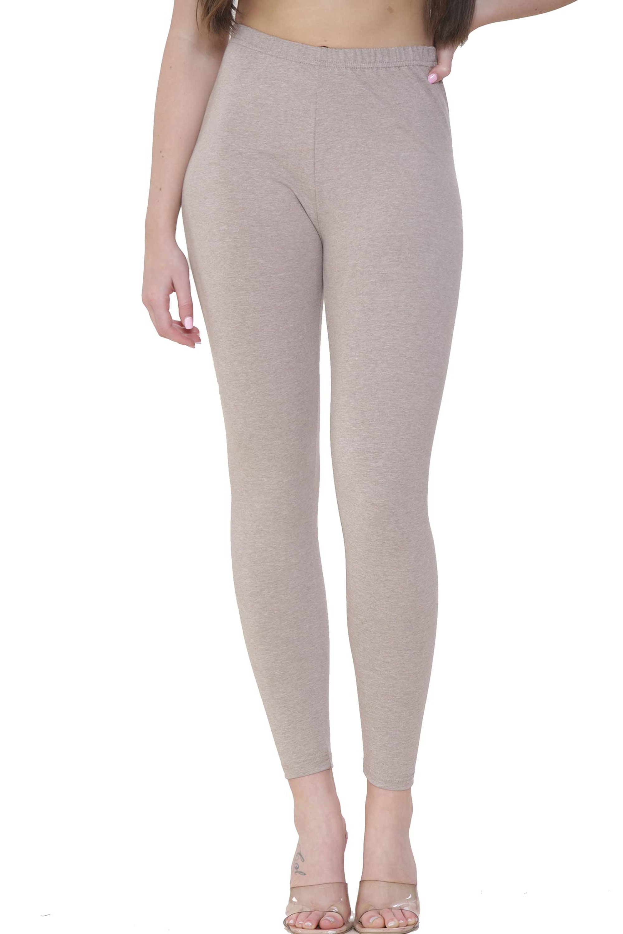 2pack Women's Plain Leggings, Soft Cotton Full Length Skin Tight ...