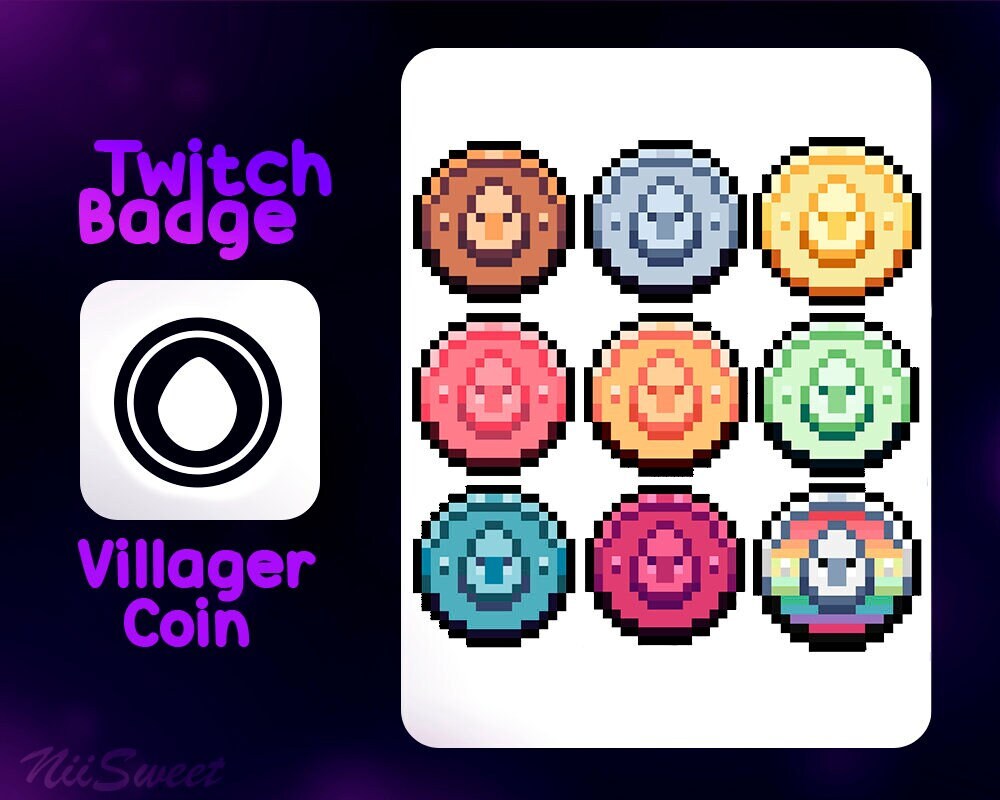 8 Twitch Badge Villager Coin Minecraft Pixel Art Twitch Sub - Etsy