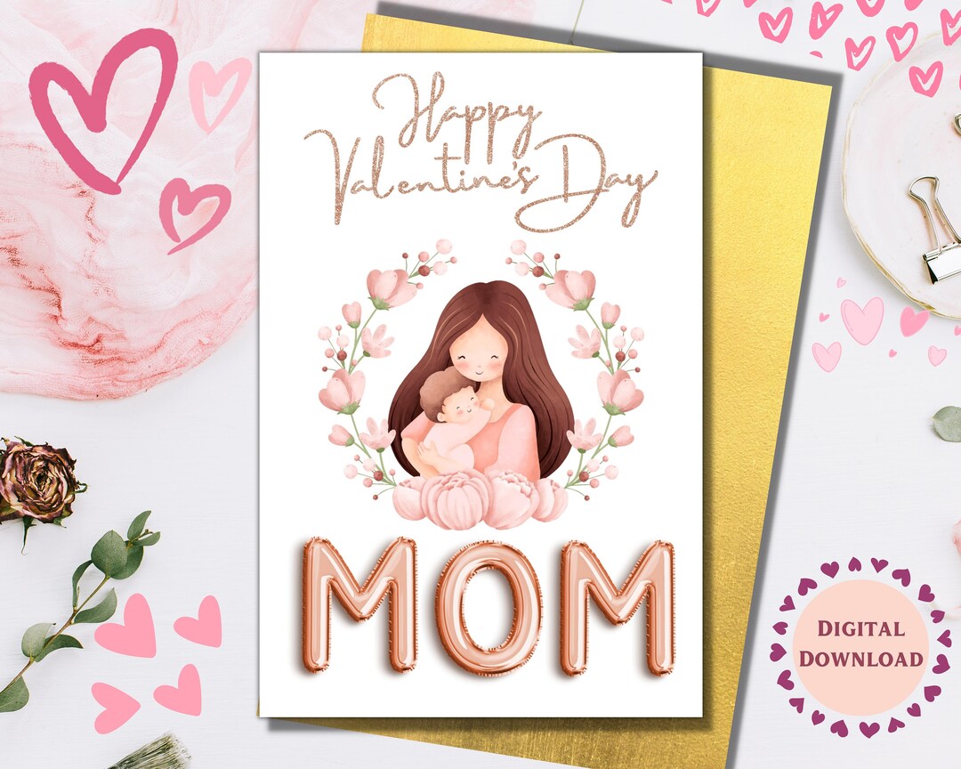 MOM Valentine's Day Card 4x6 Happy Valentine's Day MOM Card - Etsy