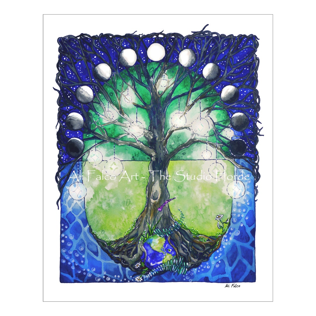 End of Summer Original Watercolor Art Print by Ali Falco - Moon Phases ...