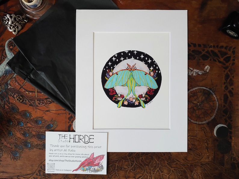 Nocturnal : Luna Moon Moth Original Alcohol Markers Art Print by Ali ...