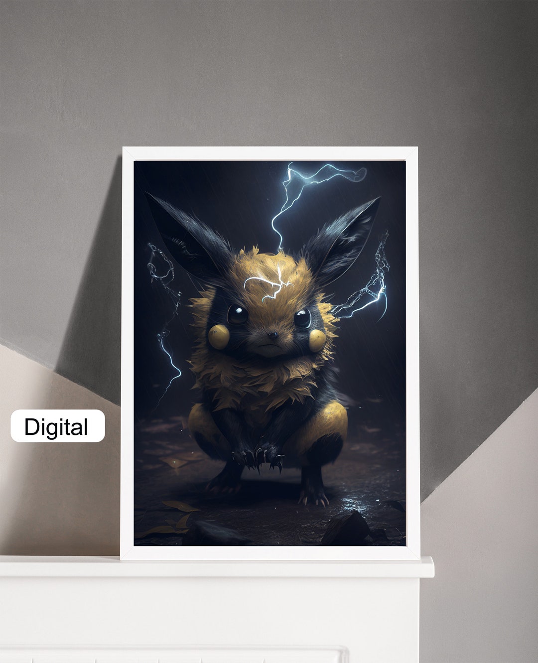 Riachu, Pokemon, Digital, Wall art, Ai art, Poster, Gift for him, Gift ...